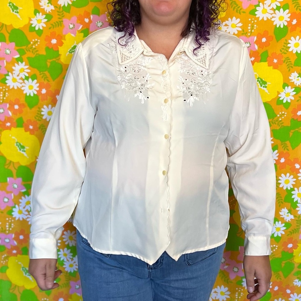 Christie & Jill Grandma Core Embroidered Blouse Size … - Gem
